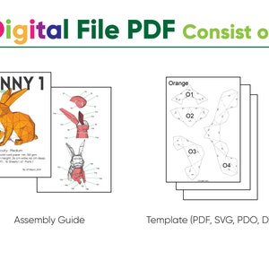 Bunny Sitting Paper Craft, Digital Template, Origami, PDF Download DIY ...