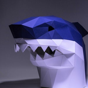 Shark Mask, Papercraft Mask Template, Origami, PDF Download DIY, Low ...