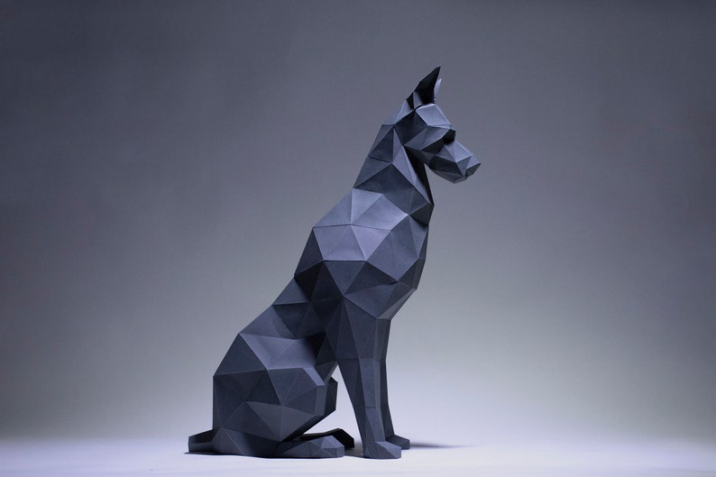 Doberman Sit Papercraft Dog Low Poly Papercraft Papercraft - Etsy