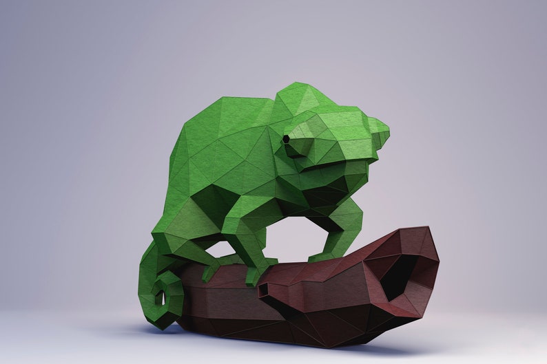 Chameleon Paper Craft, Digital Template, Origami, PDF Download DIY, Low ...