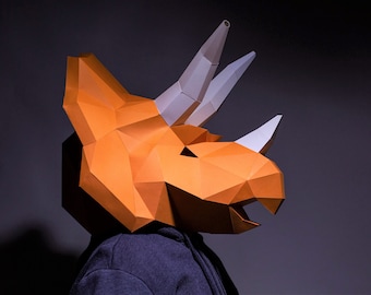 Dinosaur Mask Template DIY No Sew Mask Pattern. Triceratops Dinosaur ...