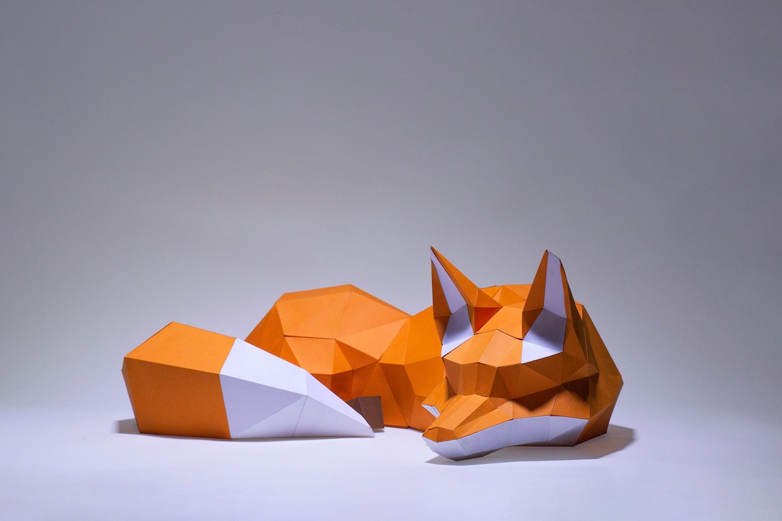 Fox Sleep Paper Craft Paper Model 3d Paper Craft Paper - Etsy