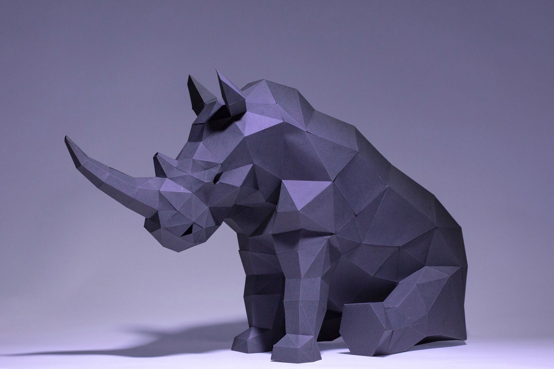 Rhino Sit Rhinoceros Paper Craft Digital Template Origami - Etsy