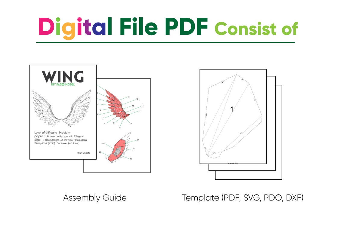Wings Papercraft Wings Low Poly Papercraft 3d PDF Gift - Etsy