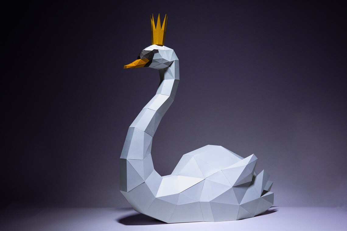 Swan Paper Craft Digital Template Origami PDF Download DIY - Etsy