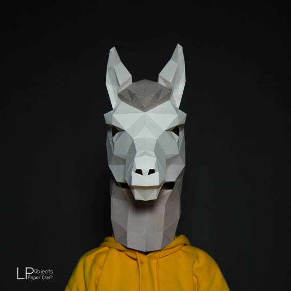 Origami Lama Mask DIY Halloween Paper Mask Origami Alpaca Mask Digital ...