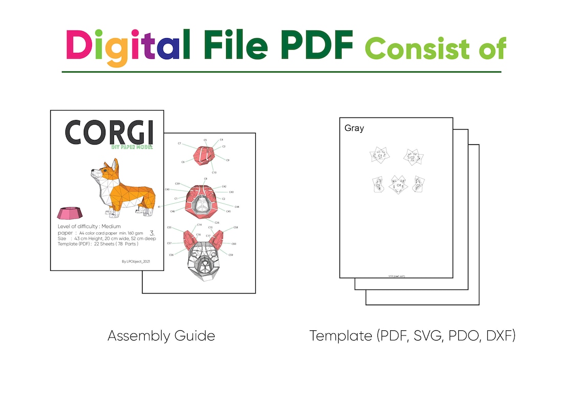 Corgi Paper Craft Digital Template Origami PDF Download - Etsy Canada