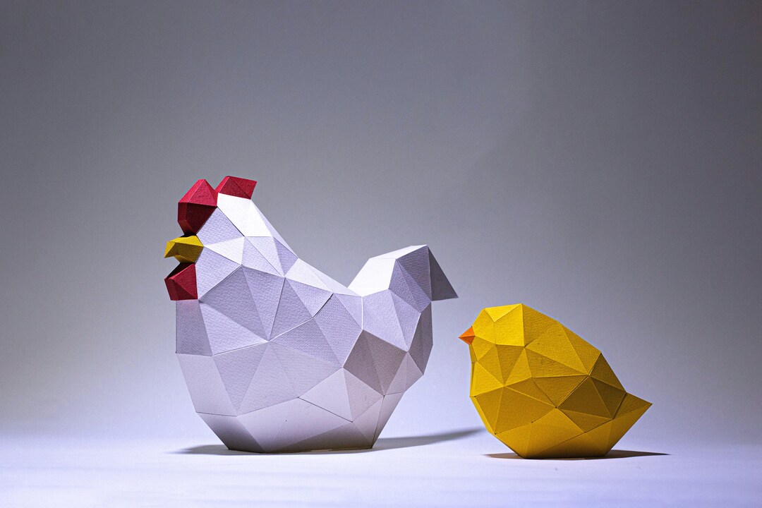 Chicken Chick Papercraft 3D DIY Low Poly Paper Crafts Easter Decor ...