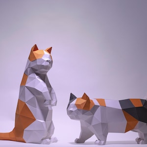 Munchkin Cats Walking and Stand up Paper Craft, Digital Template ...