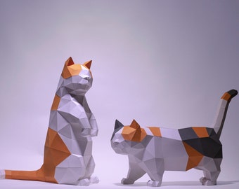 Munchkin Cat Walking Paper Craft Digital Template Origami | Etsy