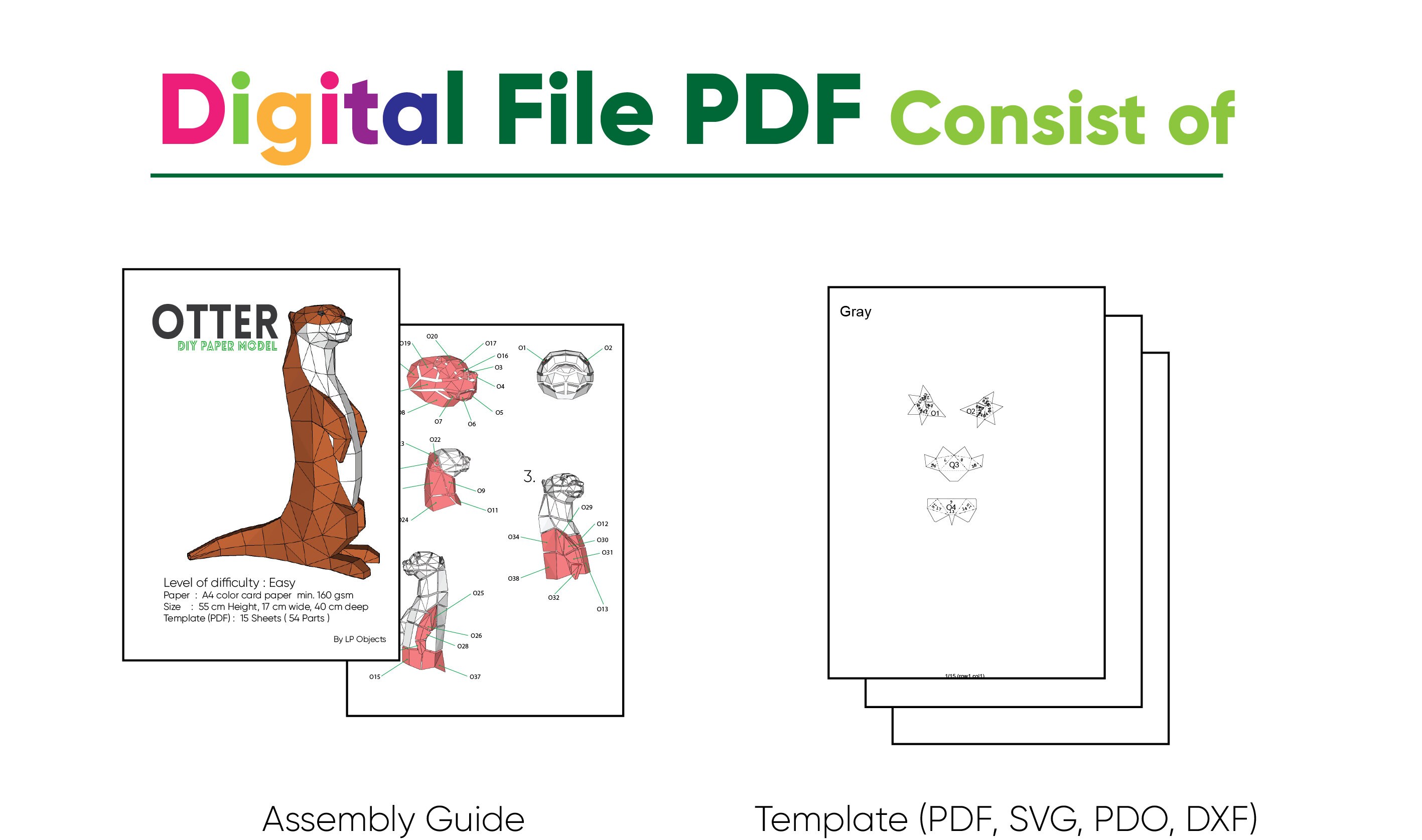 Otter Paper Craft Digital Template Origami PDF Download - Etsy