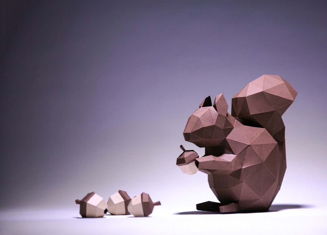 Squirrel Paper Craft Digital Template Origami PDF Download | Etsy