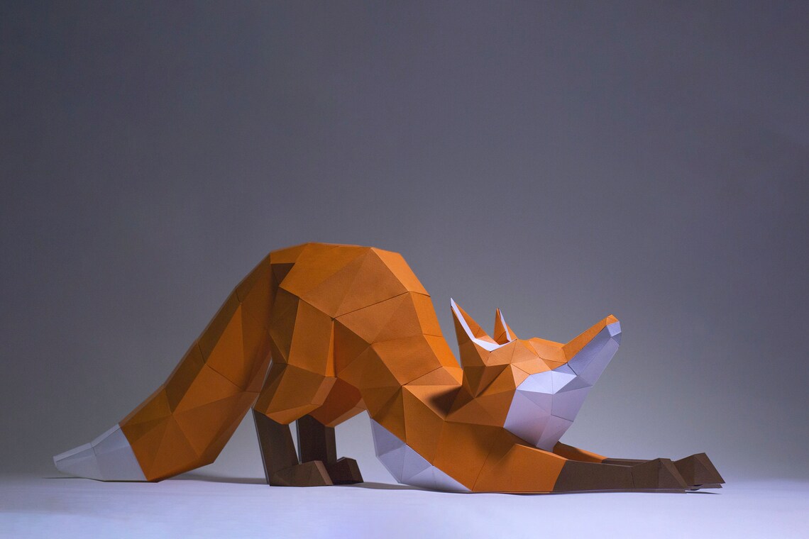 Fox Stretching Paper Craft Digital Template Origami PDF - Etsy UK