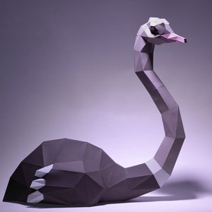 Ostrich Paper Craft, Digital Template, Origami, PDF Download DIY, Low ...