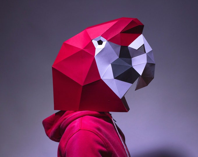 Macaw Mask, Parrot Mask, Mask Paper Craft, Digital Template, Origami ...