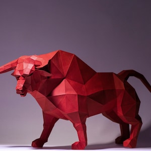 Bull Paper Craft, Digital Template, Origami, PDF Download DIY, Low Poly ...