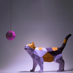 Cat Stand Paper Craft, Digital Template, Origami, PDF Download DIY, Low ...