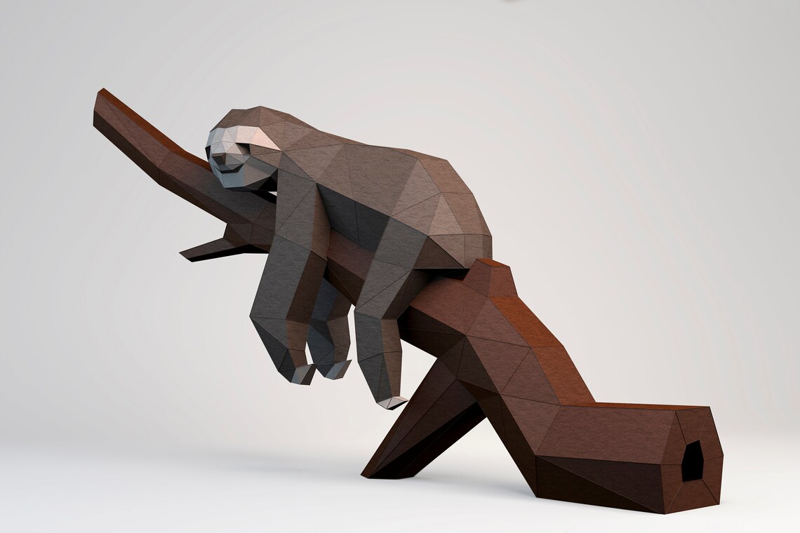Sloth Digital Template, Sloth PDF Paper Craft, Sloth Origami, Sloth ...
