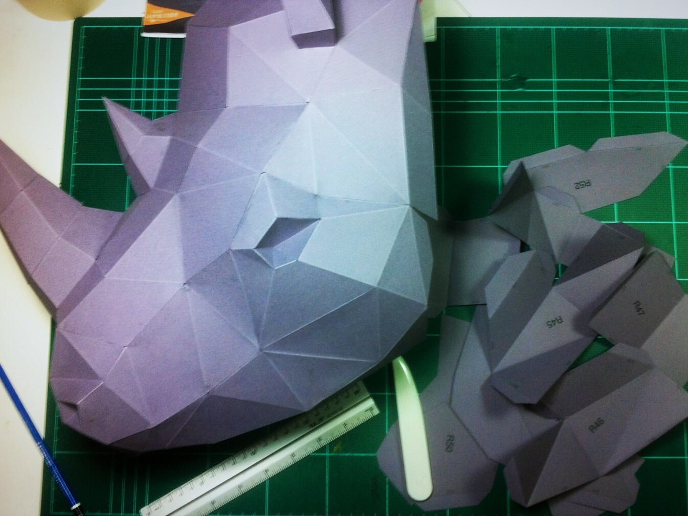Rhino Head Wall Paper Craft, Digital Template, Origami, PDF Download ...