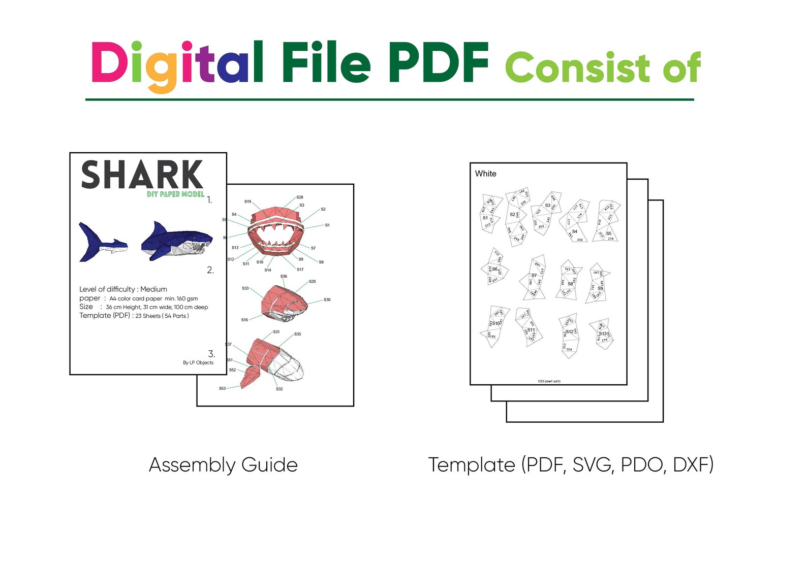 Shark Wall Decor, Low Poly Shark Model, Create Your Own 3D Papercraft ...