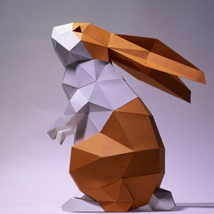 Bunny Rabbit standing up Paper Craft Digital Template | Etsy