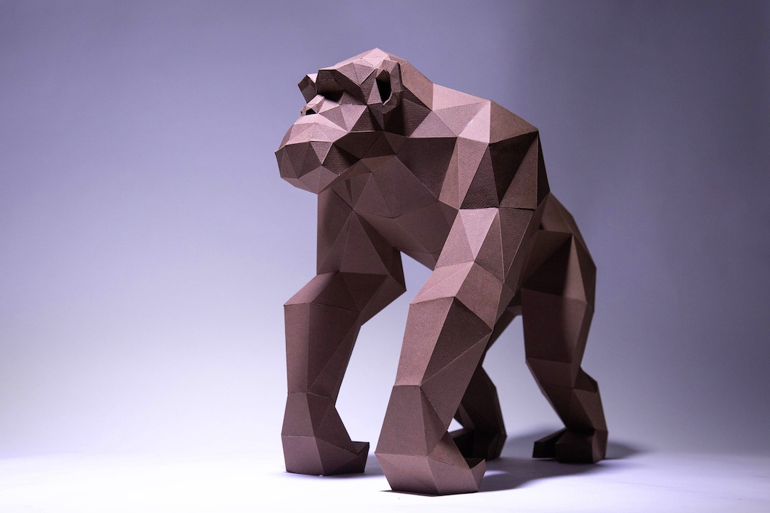 Chimpanzee Paper Craft, Digital Template, Origami, PDF Download DIY ...