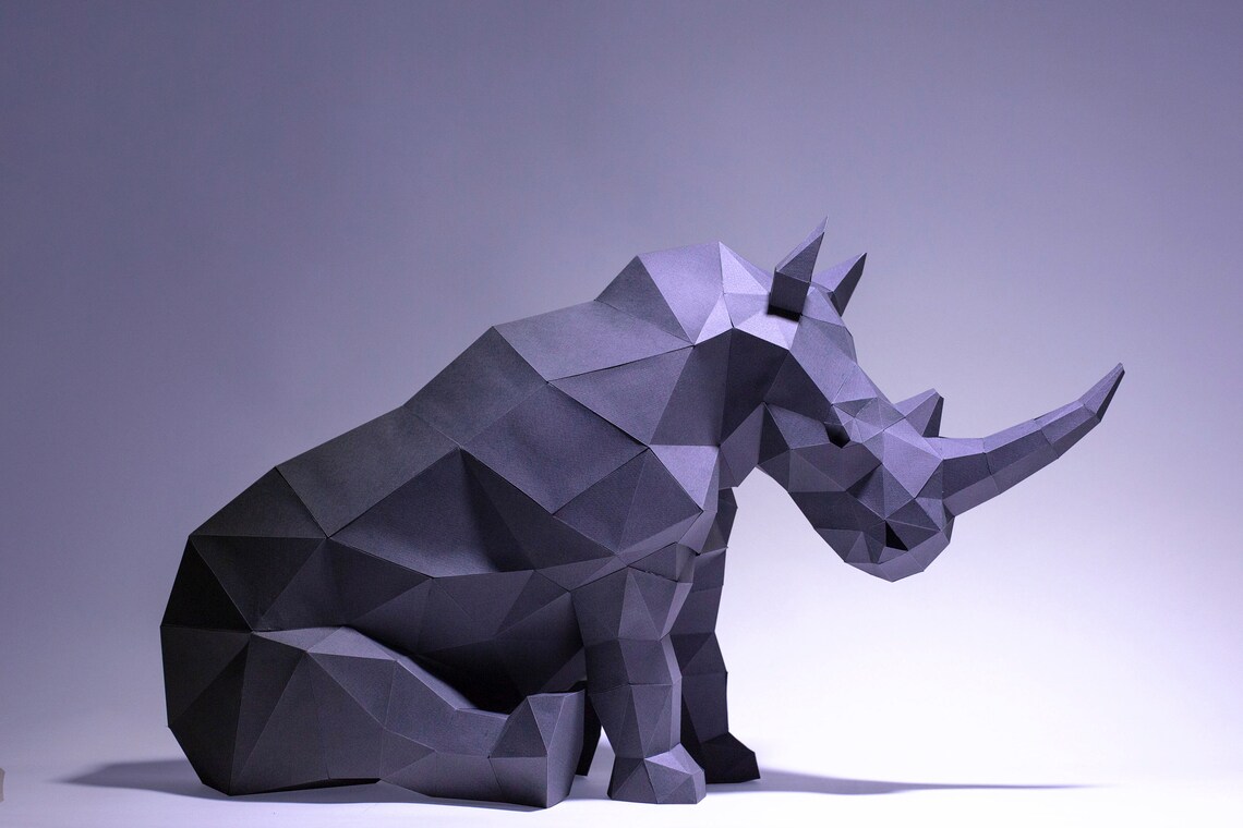 Rhino Sit Rhinoceros Paper Craft Digital Template Origami - Etsy