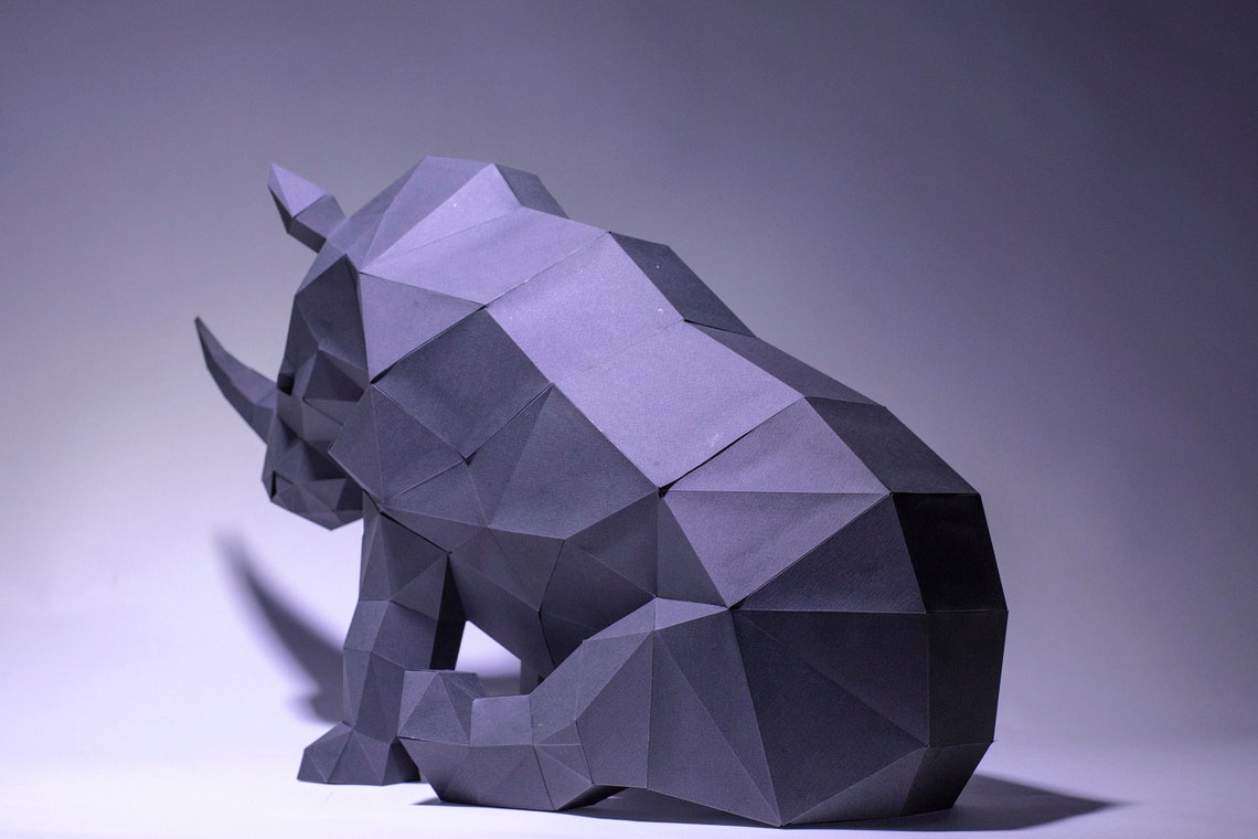 Rhino Sit, Rhinoceros Paper Craft, Digital Template, Origami, PDF ...