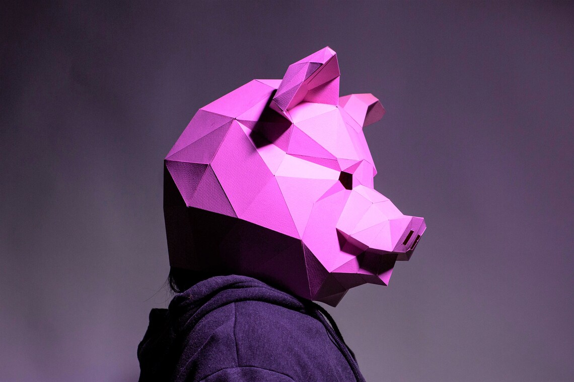 Pig Mask Papercraft Mask Template Origami PDF Download DIY | Etsy Canada