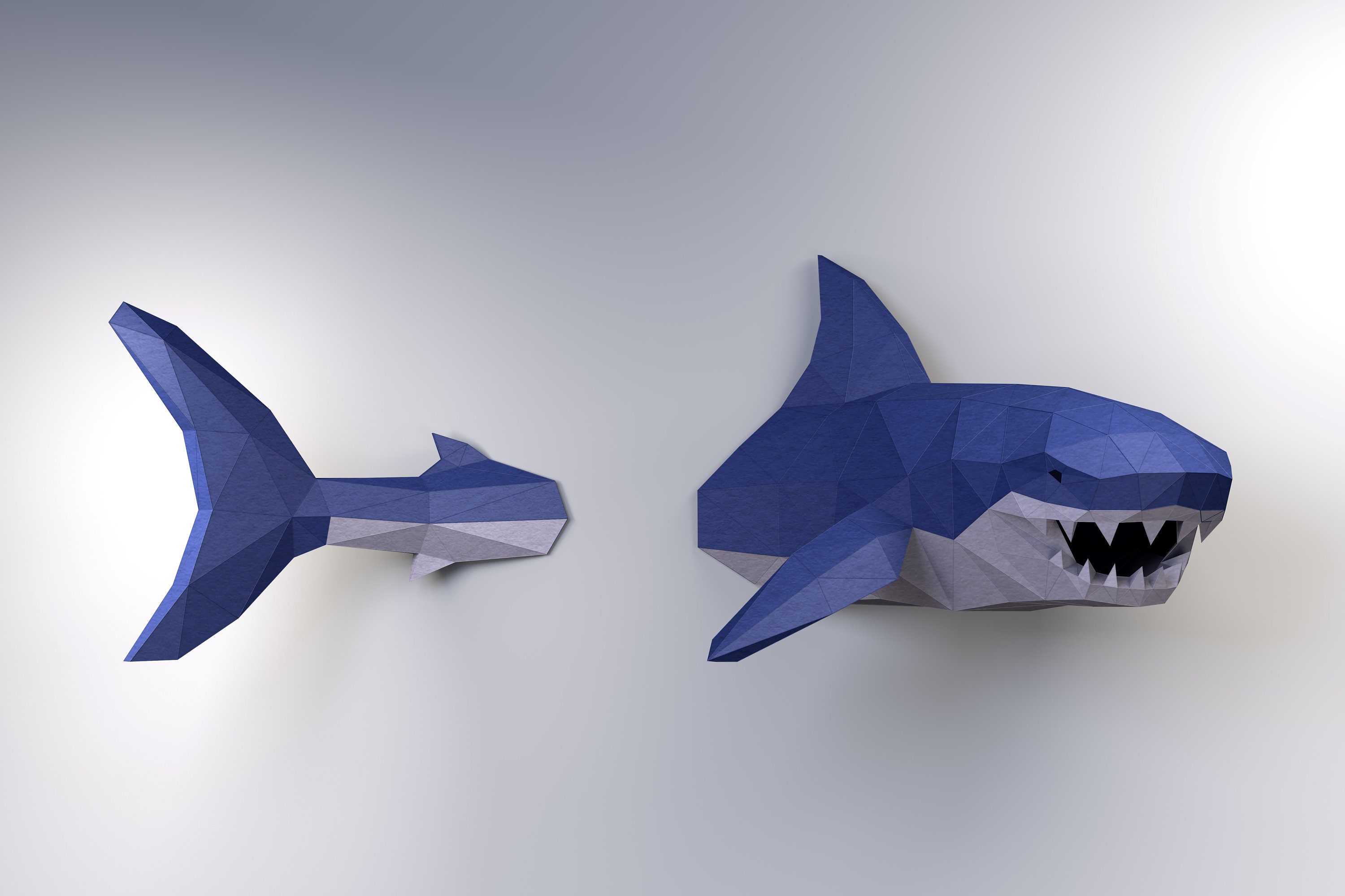 Shark Wall Decor, Low Poly Shark Model, Create Your Own 3D Papercraft ...