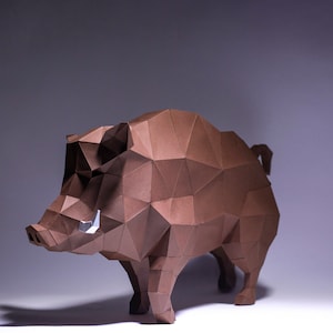 Wild Boar Paper Craft, Digital Template, Origami, PDF Download DIY, Low ...