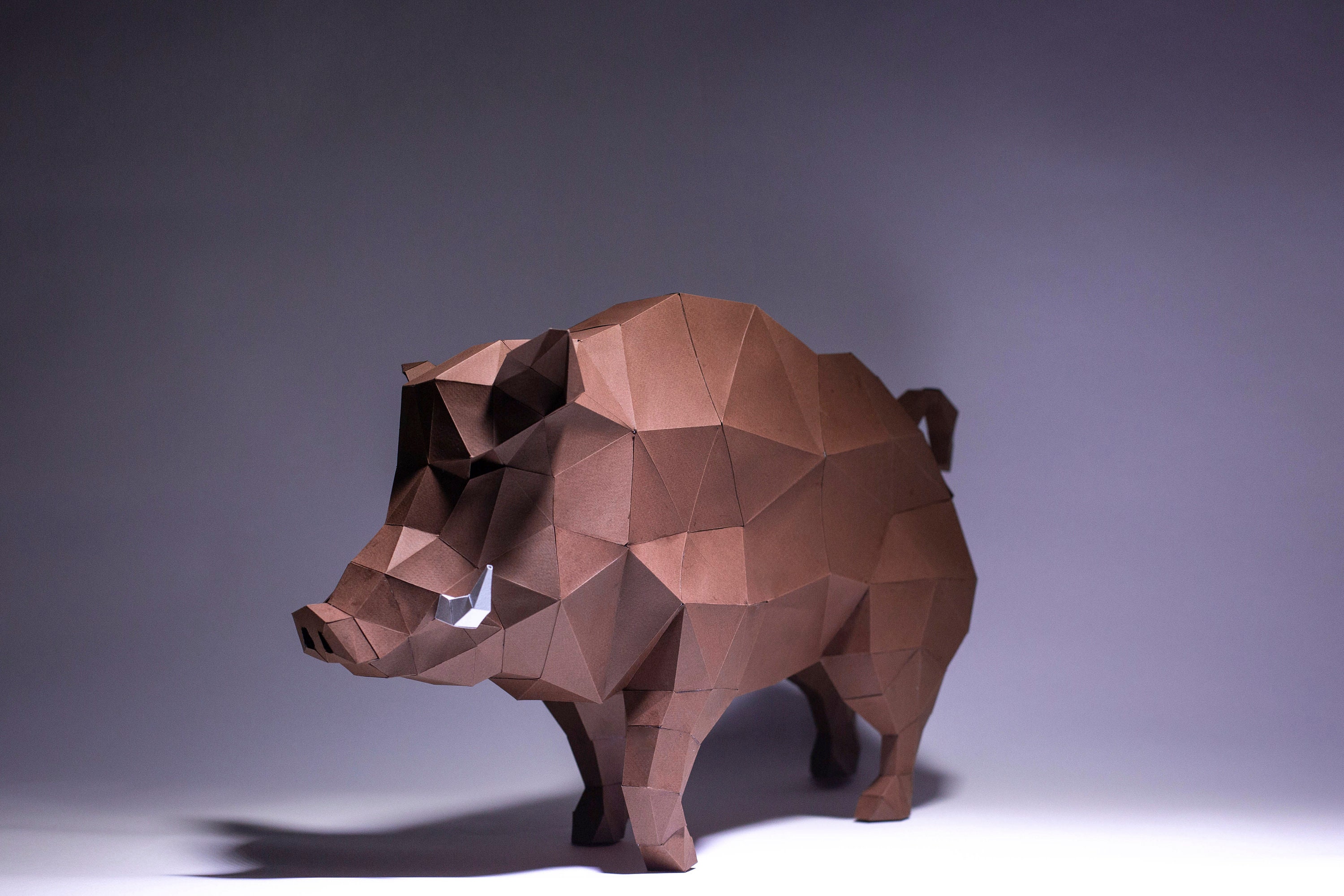 Wild Boar Paper Craft, Digital Template, Origami, PDF Download DIY, Low ...