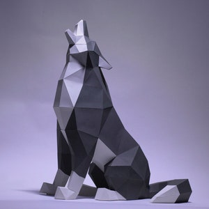Wolf Sit Paper Craft, Digital Template, Origami, PDF Download DIY, Low ...