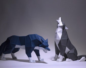 Wolf Sit Paper Craft Digital Template Origami PDF Download | Etsy