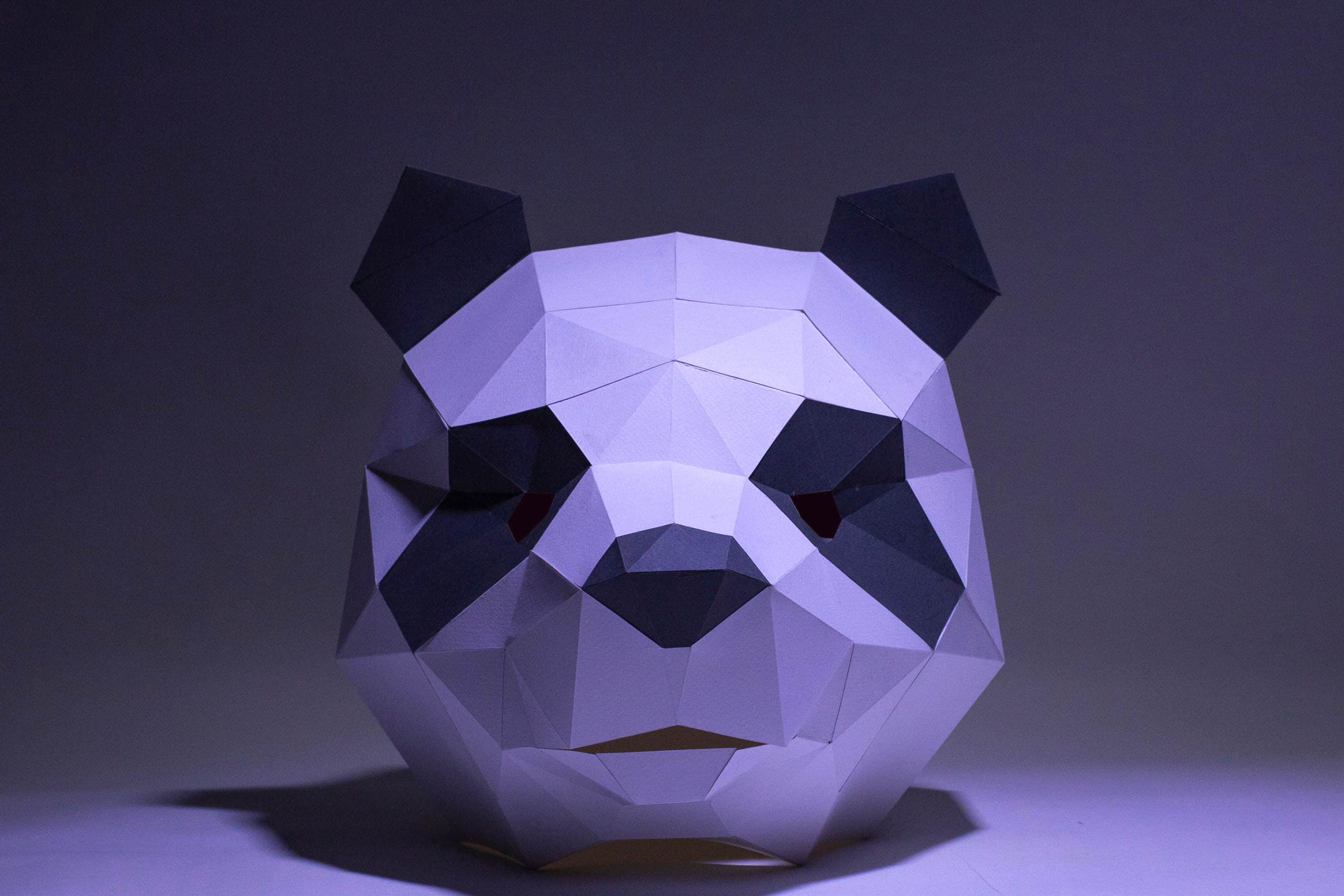 Panda Mask, Papercraft Mask Template, Origami, PDF Download DIY, Low ...