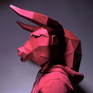 Bull 2 Mask, Buffalo 2 Mask Paper Craft, Digital Template, Origami, PDF ...