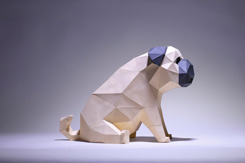 Pug Dog Paper Model Pug Papercraft Papercraft Dog Model - Etsy