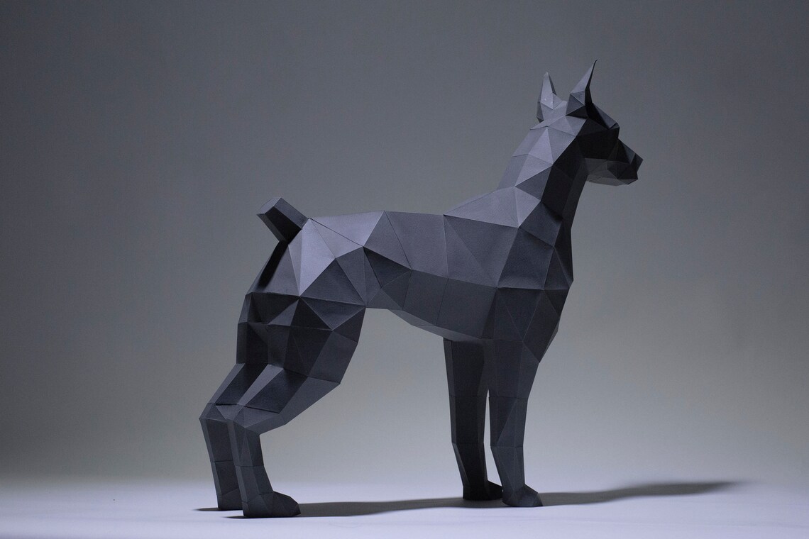 Doberman Papercraft Dog, Papercraft Decor, Home Decor, Gift, Papercraft ...