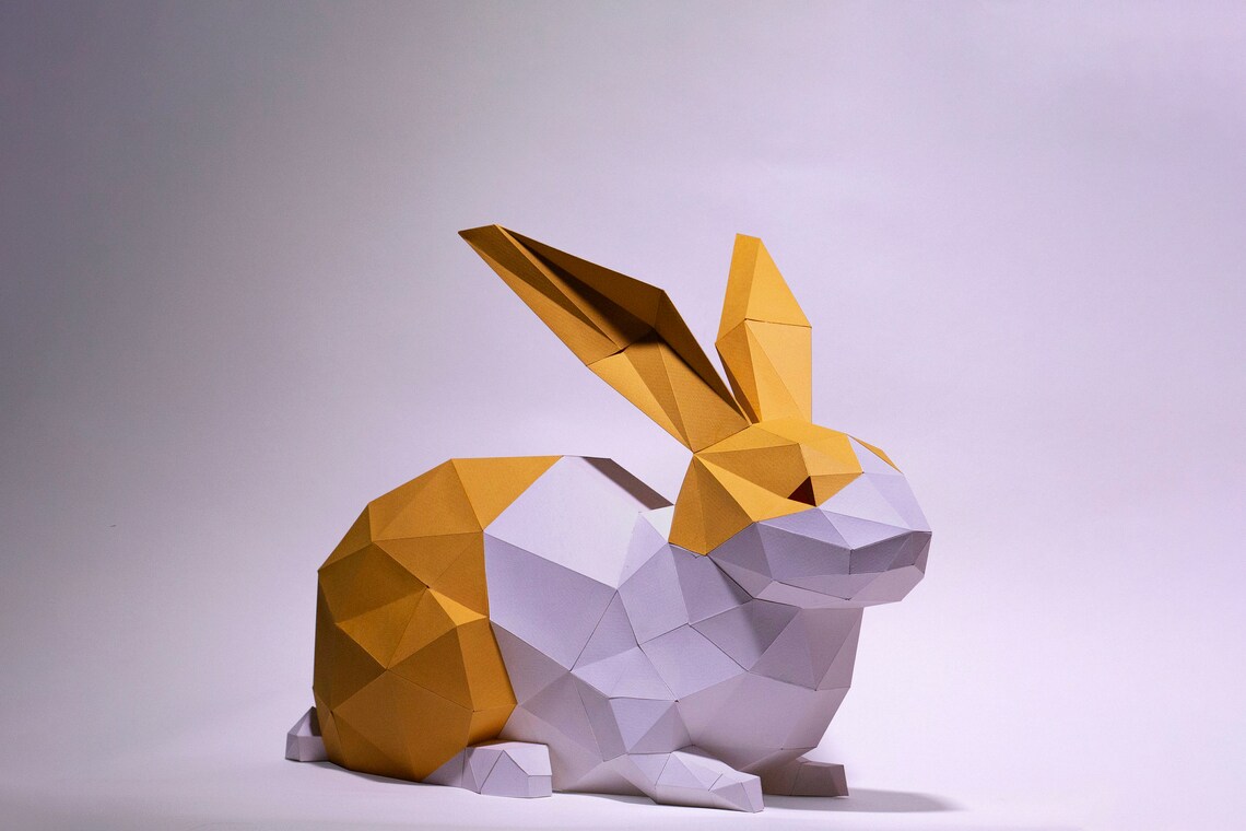 Bunny Sitting Paper Craft, Digital Template, Origami, PDF Download DIY ...