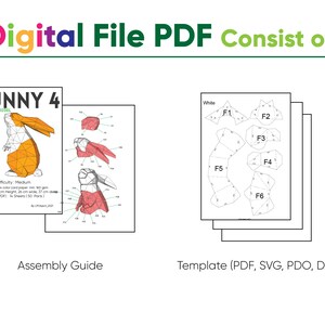 Bunny Rabbit Standing up Paper Craft, Digital Template, Origami, PDF ...
