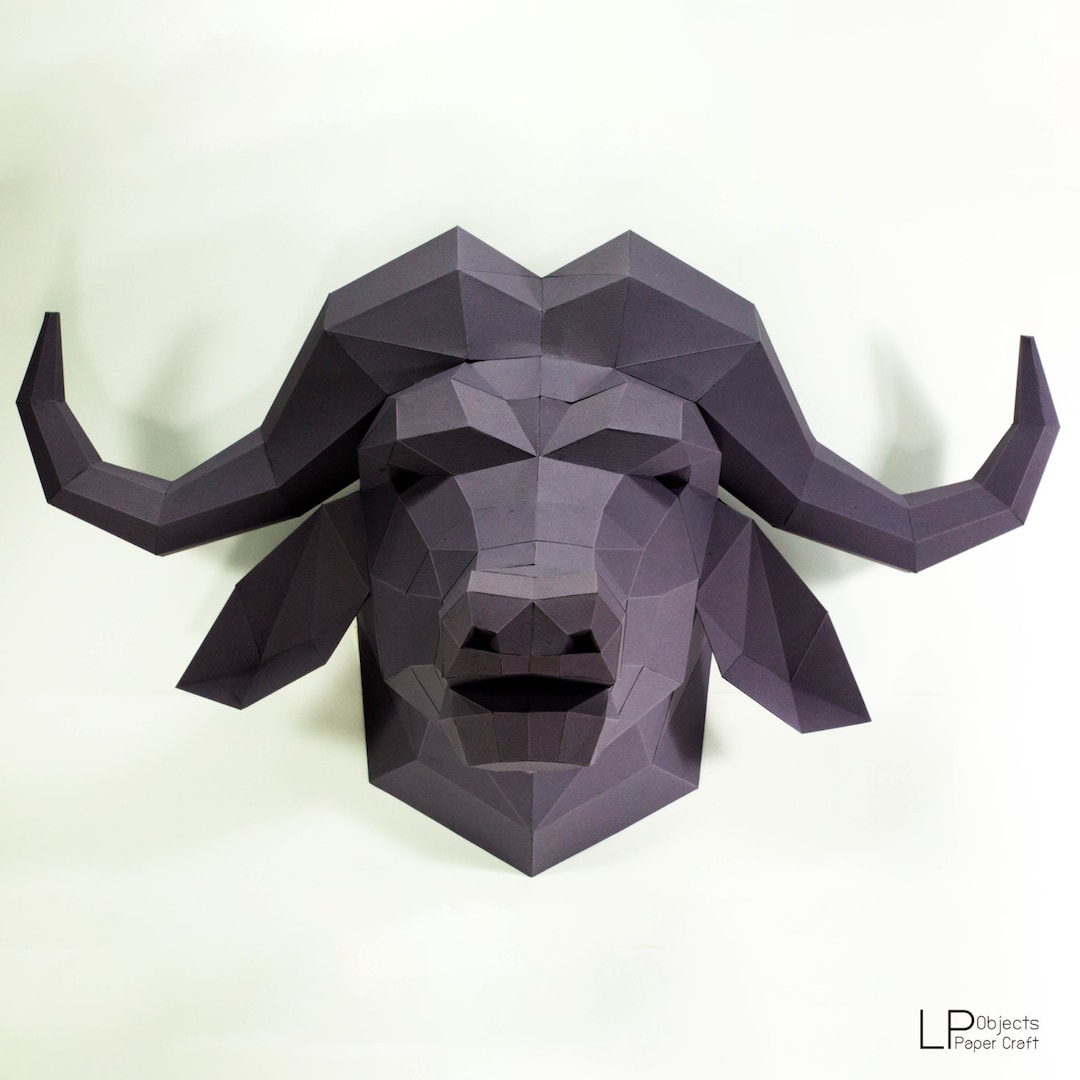 Buffalo Head Paper Craft, Digital Template, Origami, PDF Download DIY ...