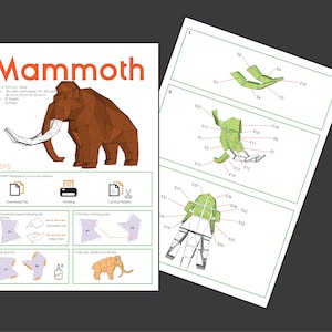 Mammoth Paper Craft, Digital Template, Origami, PDF Download DIY, Low ...