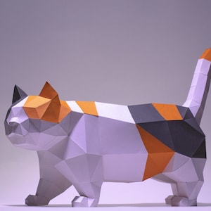 Munchkin Cat Walking Paper Craft, Digital Template, Origami, PDF ...