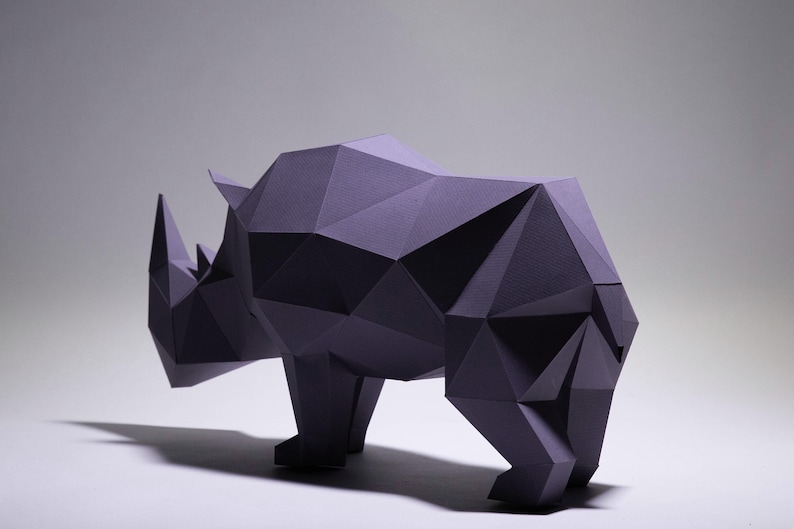 Rhino Paper Craft, Digital Template, Origami, PDF Download DIY, Low ...