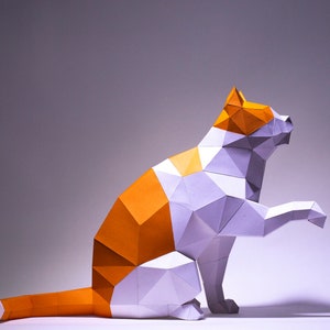 Cat Sit and Stand Paper Craft, Digital Template, Origami, PDF Download ...