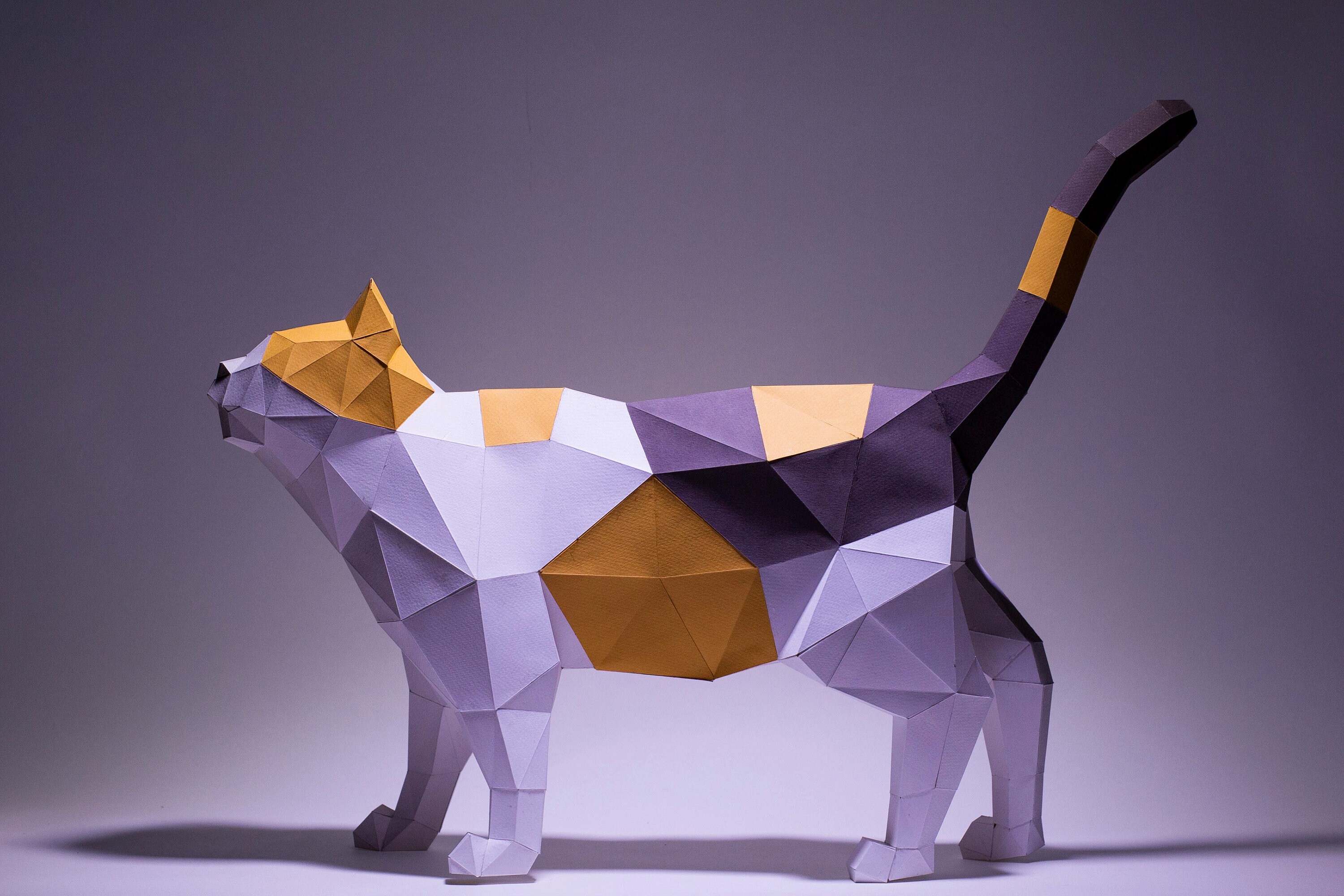 Cat Stand Paper Craft, Digital Template, Origami, PDF Download DIY, Low ...