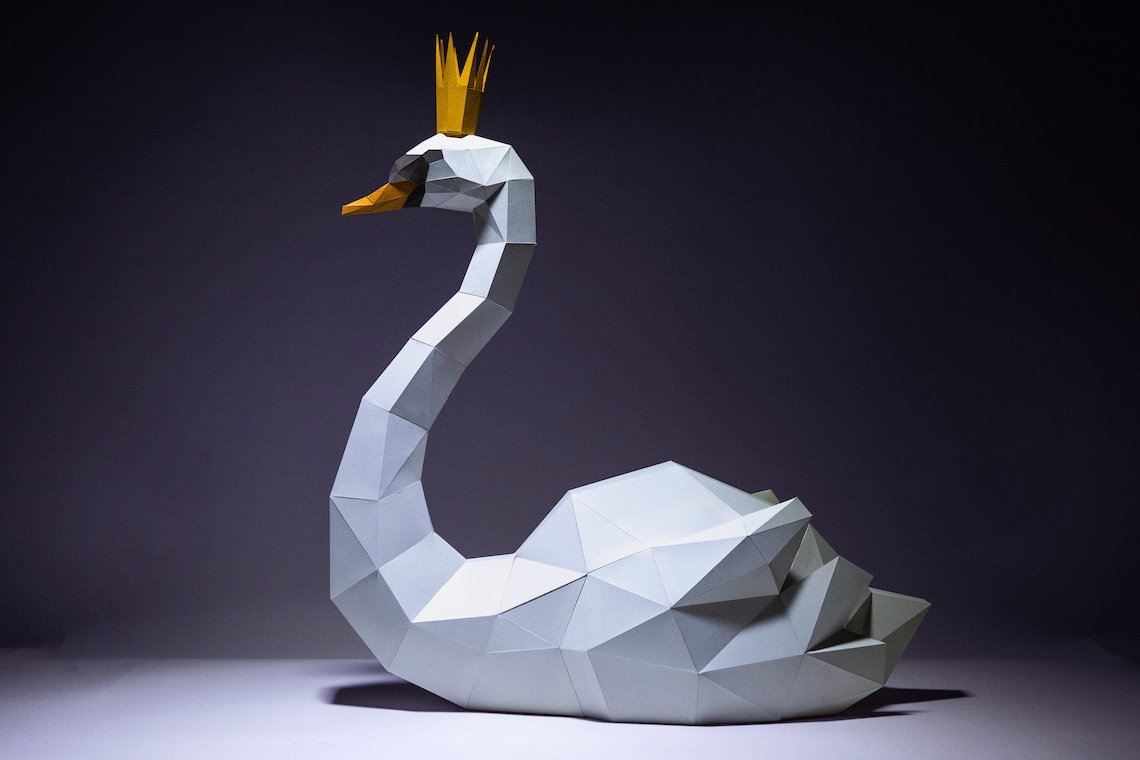 Swan Paper Craft Digital Template Origami PDF Download DIY - Etsy