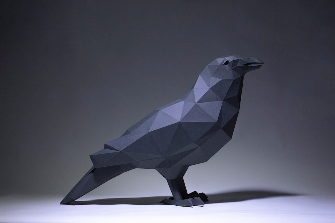 Crow Papercraft, Raven Diy Paper Statue, Crow 3D Low Poly DIY, Paper ...