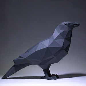 Crow Papercraft, Raven Diy Paper Statue, Crow 3D Low Poly DIY, Paper ...