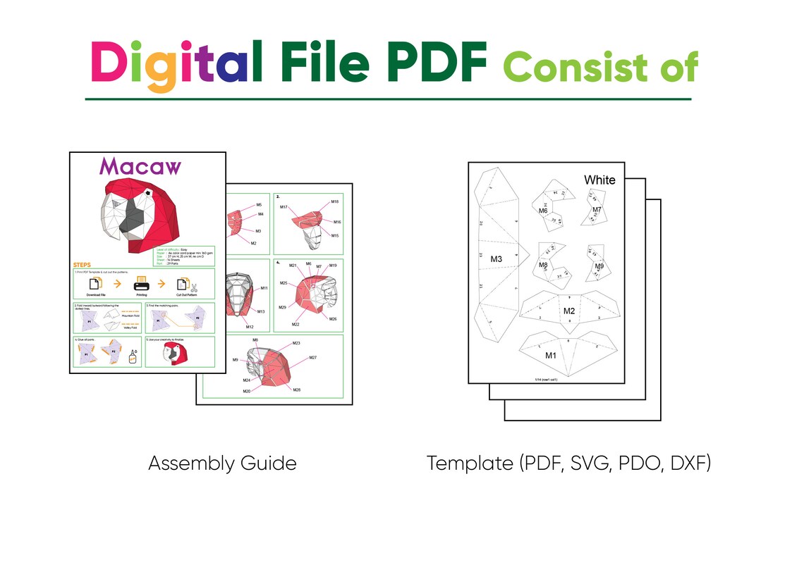 Macaw Mask Parrot Mask Mask Paper Craft Digital Template | Etsy
